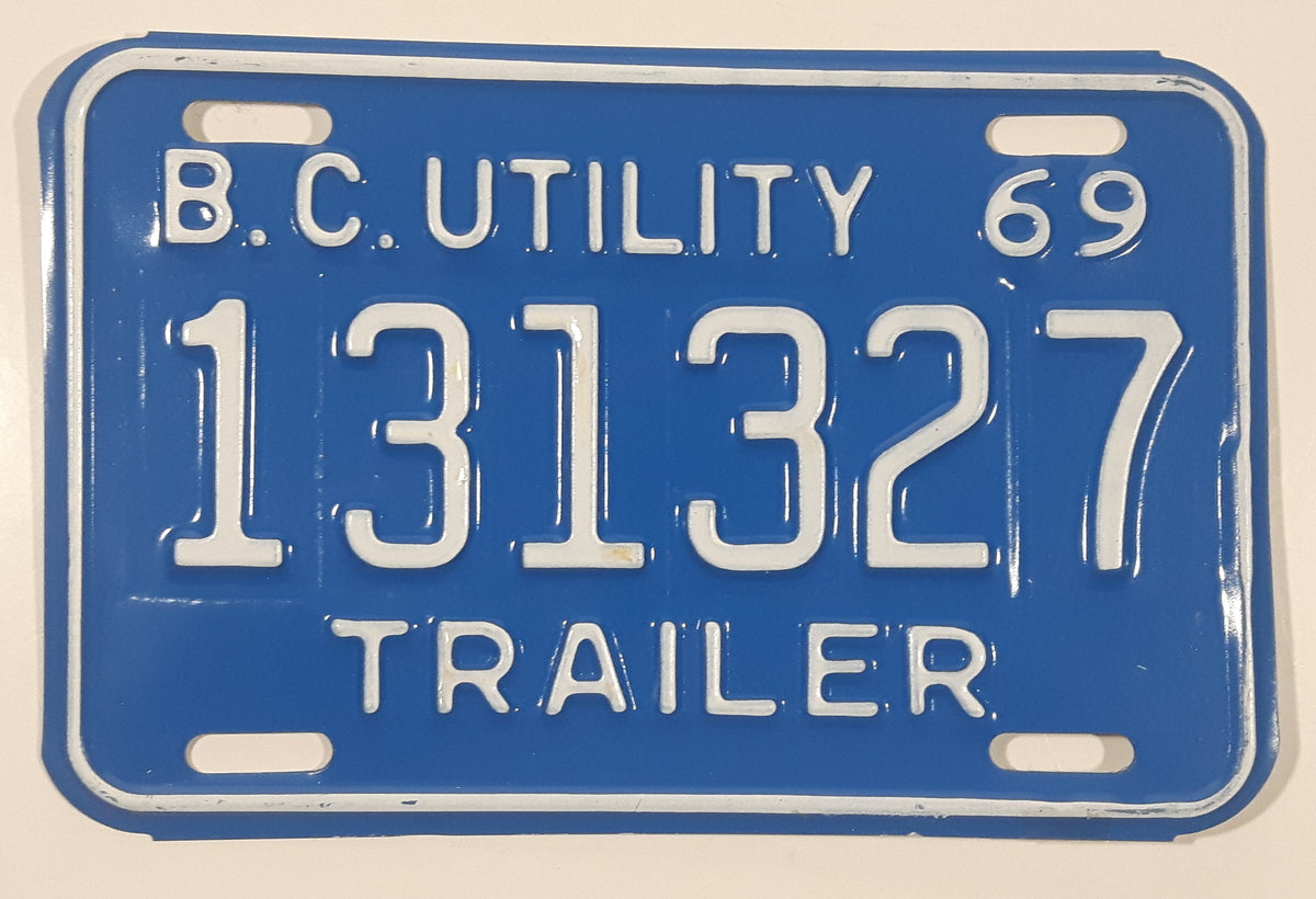 Vintage 1969 British Columbia B.C. Utility Trailer Blue with White Let ...
