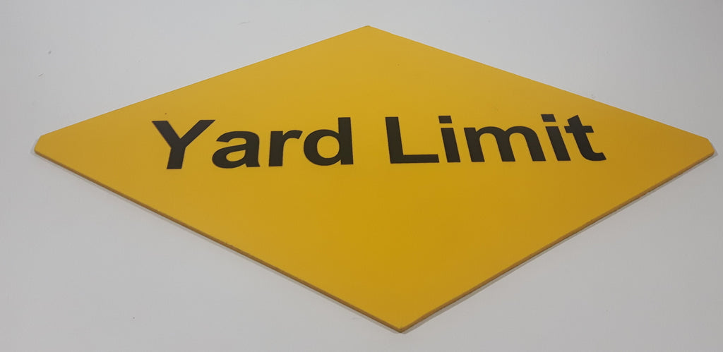 Yard Limit Yellow Diamond Shaped 9 1/8" x 14 7/8" Plastic Railroad Rai ...