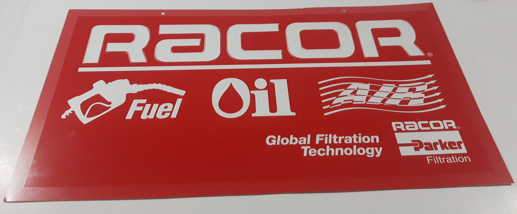 Racor Oil Global Filtration Technology 12" x 22" Red Plastic Advertisi ...