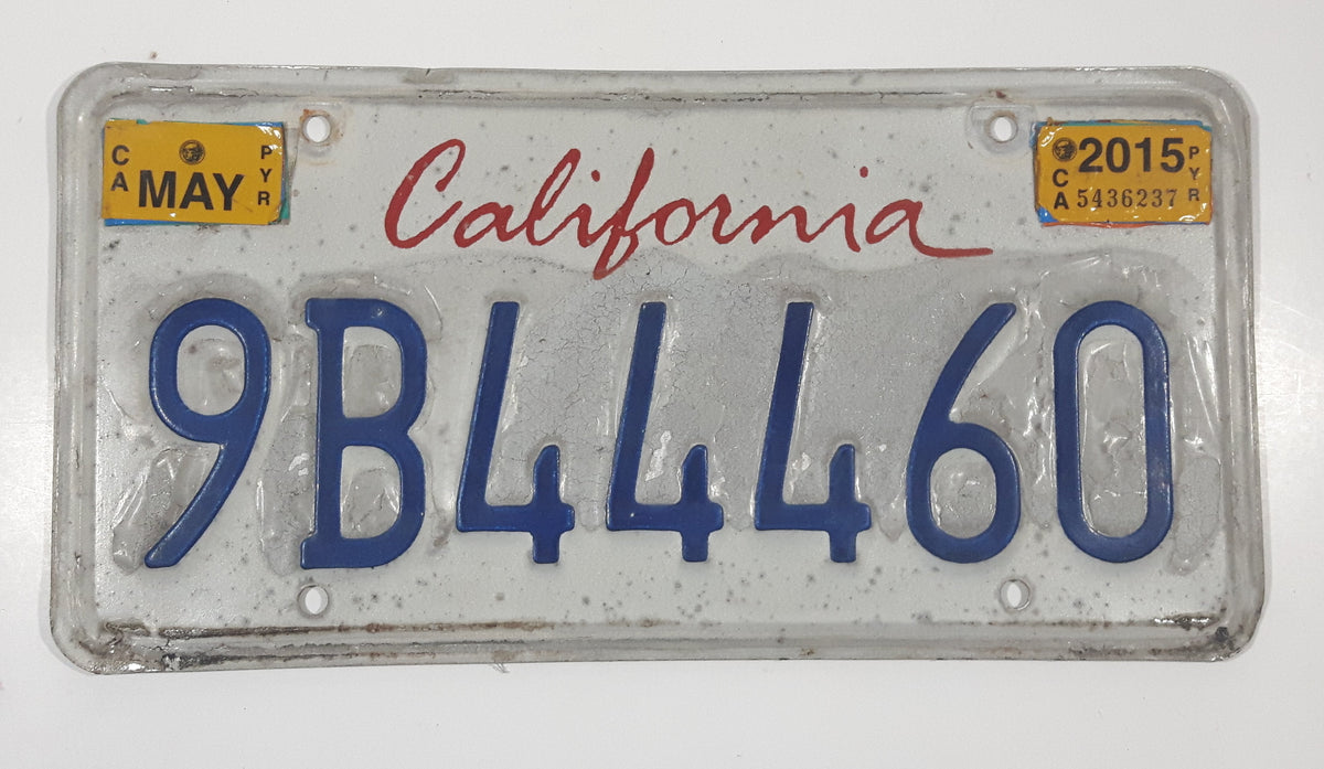 2015 California White with Dark Blue Letters Vehicle License Plate 9B4 ...