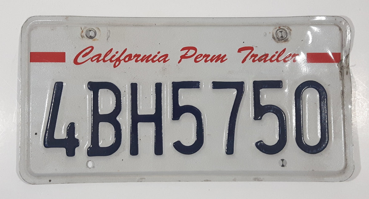 California Perm Trailer White with Dark Blue Letters Vehicle License P ...