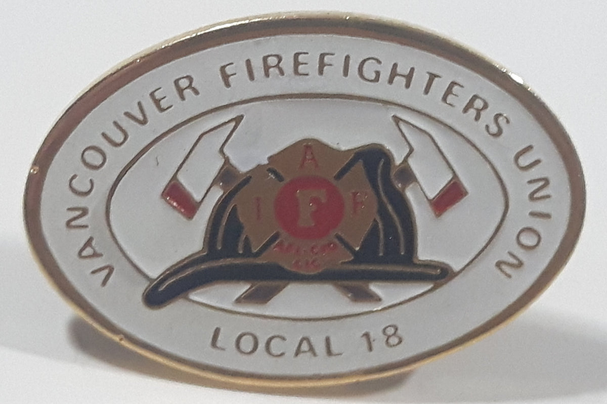 Vancouver Firefighters Union Local 18 Oval Shaped 3/4" x 1" Enamel Met ...