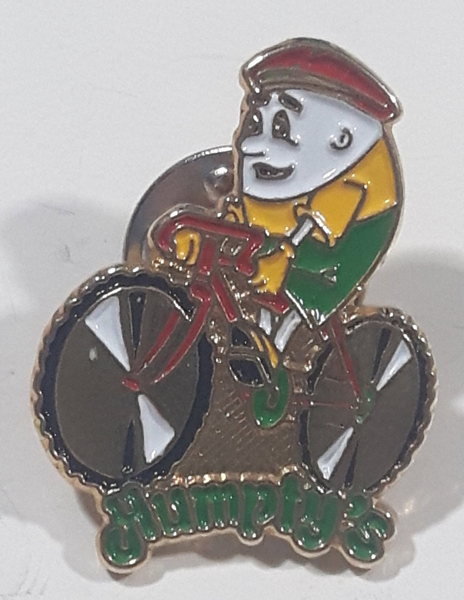 Humpty's Restaurants Humptry Riding a Bicycle 3/4" x 1" Enamel Metal L ...