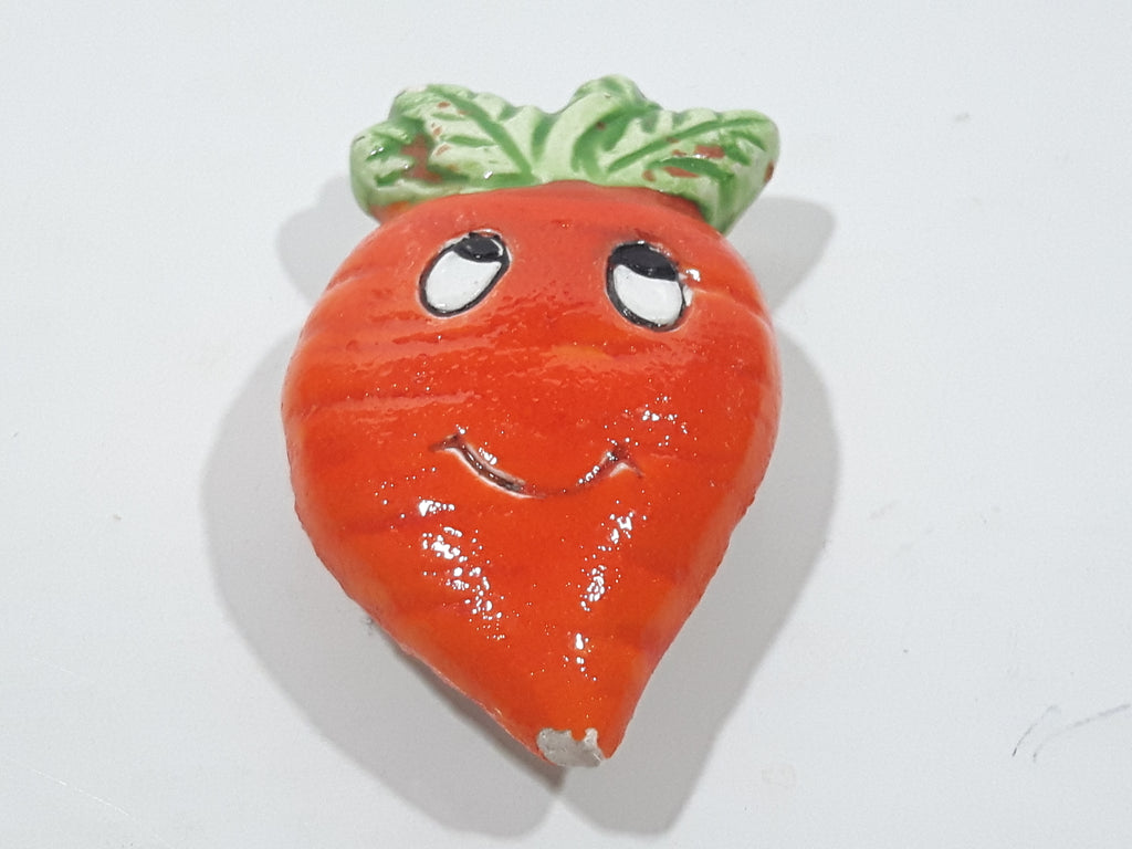 Carrot with Smiling Face 1 1/8" x 2 1/8" Ceramic Fridge Magnet ...