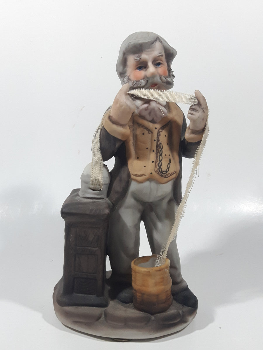 Vintage The Tycoon Man Pulling Ticker Paper 7" Tall Figurine Sculpture ...