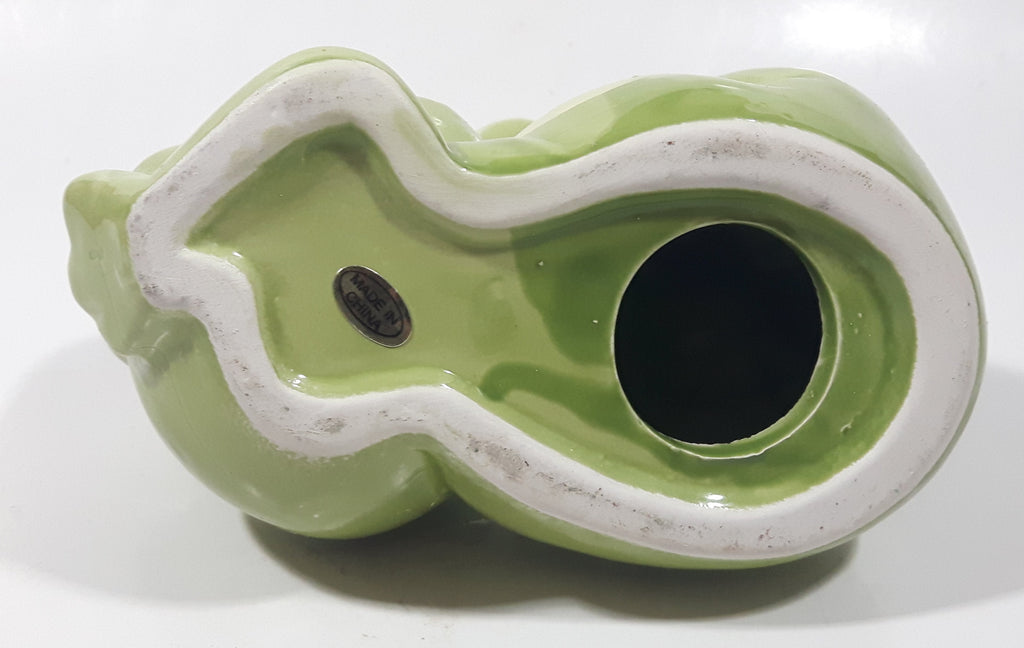 Vintage Green Frog Laying On Back Balancing Baby Frog on Foot 6" Long ...