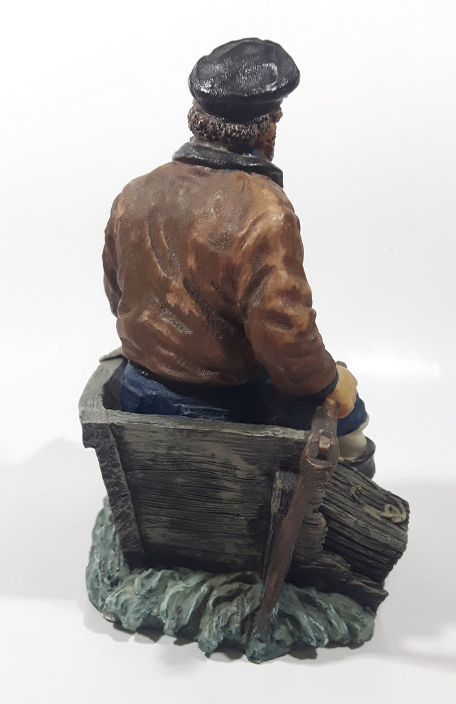 Captain on Rickety Boat Sitting In Busted Up Broken Life Raft Row Boat ...