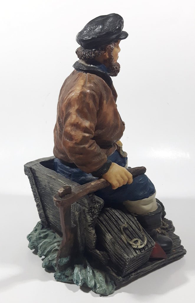 Captain on Rickety Boat Sitting In Busted Up Broken Life Raft Row Boat ...