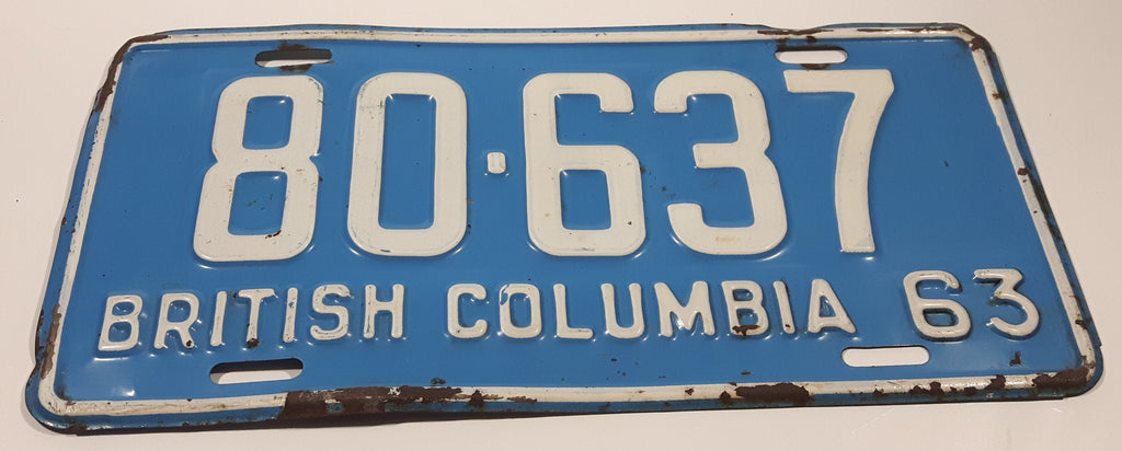 1963 Beautiful British Columbia Light Blue with White Letters Vehicle ...