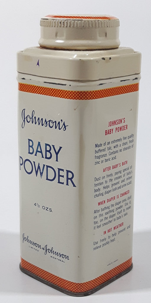 Vintage Johnson's Baby Powder 4 1/2 OZS. 5" Tall Tin Container Johnson ...