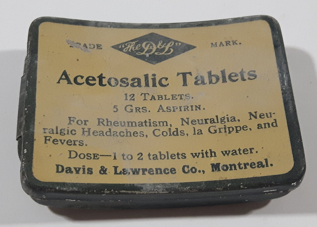 Rare Antique Davis & Lawrence Co. Asecotsalic 12 Tablets Aspirin Small ...