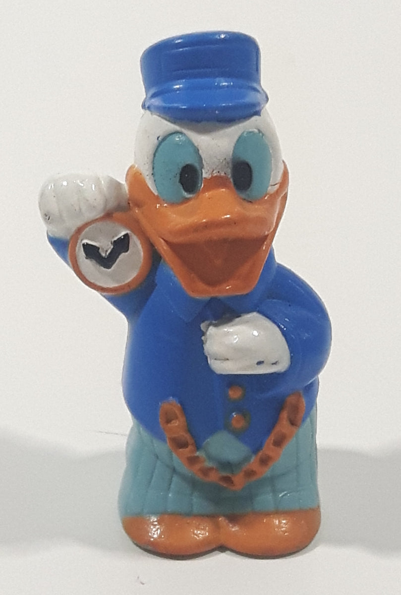 Disney Donald Duck Train Conductor Holding Pocket Watch 2" Tall PVC To ...