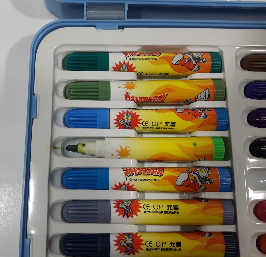 1996 Tsuburaya Productions Ultraman 36 Water color Pen Set In Blue Pla ...
