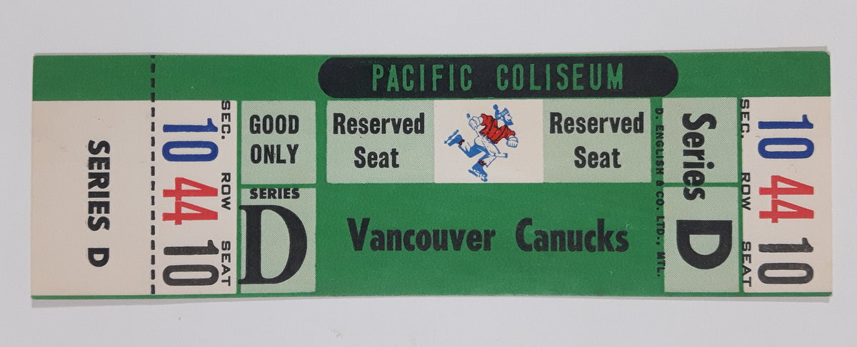 Vintage 1969 1970 Vancouver Canucks Pacific Coliseum WHL Ice Hockey Ga ...