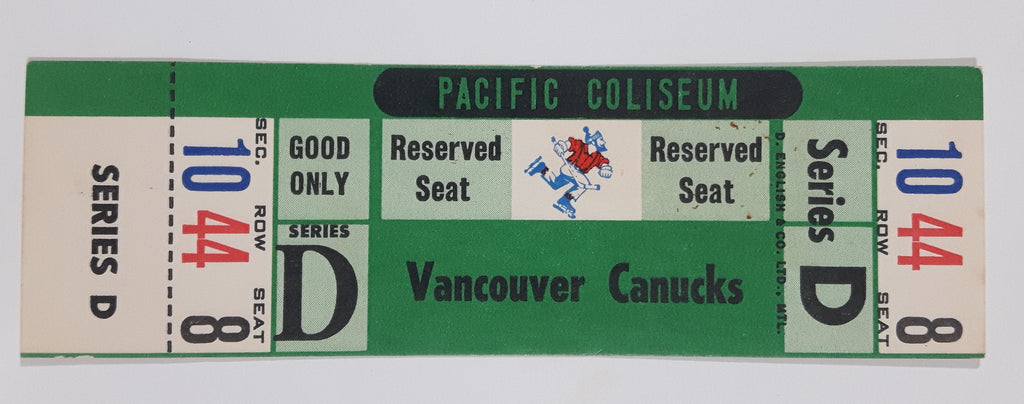 Vintage 1969 1970 Vancouver Canucks Pacific Coliseum WHL Ice Hockey Ga ...