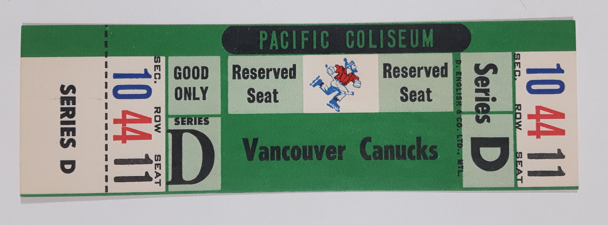 Vintage 1969 1970 Vancouver Canucks Pacific Coliseum WHL Ice Hockey Ga ...