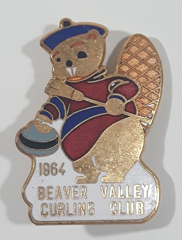 Vintage 1964 Beaver Valley Curling Club 7/8" x 1 1/4" Enamel Metal Lap ...