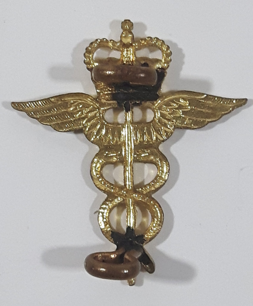Vintage Royal Air Force Medical Corps Crown Wings Snake 7/8" x 1" Gold ...