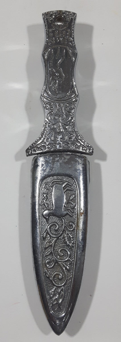 Vintage Engraved Stainless Steel 6 3/4" Long Straight Blade Dagger Boo ...