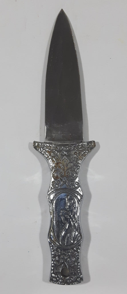 Vintage Engraved Stainless Steel 6 3/4" Long Straight Blade Dagger Boo ...