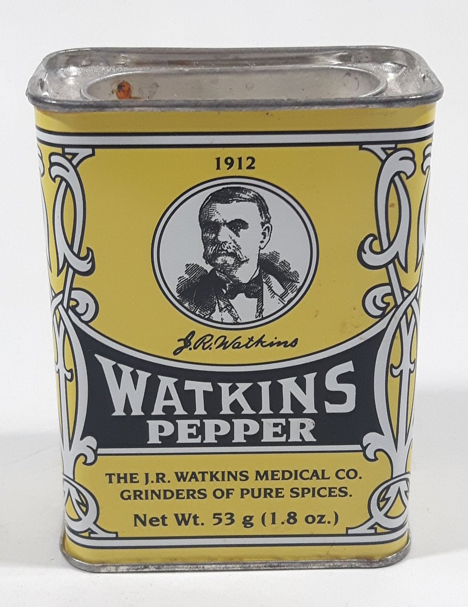 Vintage Watkin's Pepper 53g Yellow 3 1/8" Tall Tin Metal Container ...