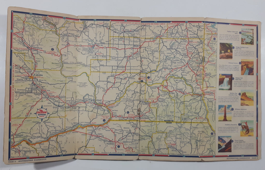Vintage 1952 Chevron RPM Washington Points Of Interest and Touring Map ...