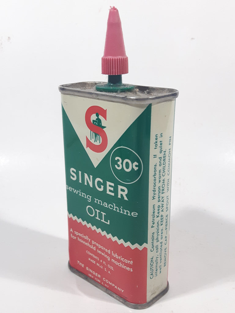 Vintage Singer Sewing Machine Oil 30c 4 FL OZS. Tin Metal Can Handy Oi ...