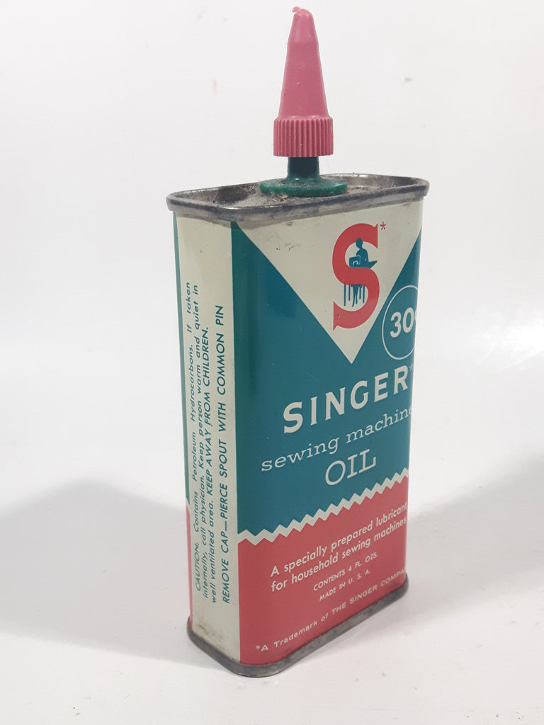 Vintage Singer Sewing Machine Oil 30c 4 FL OZS. Tin Metal Can Handy Oi ...