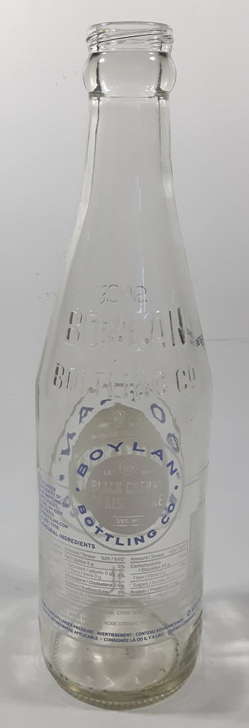 Boylan Black Cherry 9" Tall 355mL Embossed Clear Glass Soda Pop Bottle ...