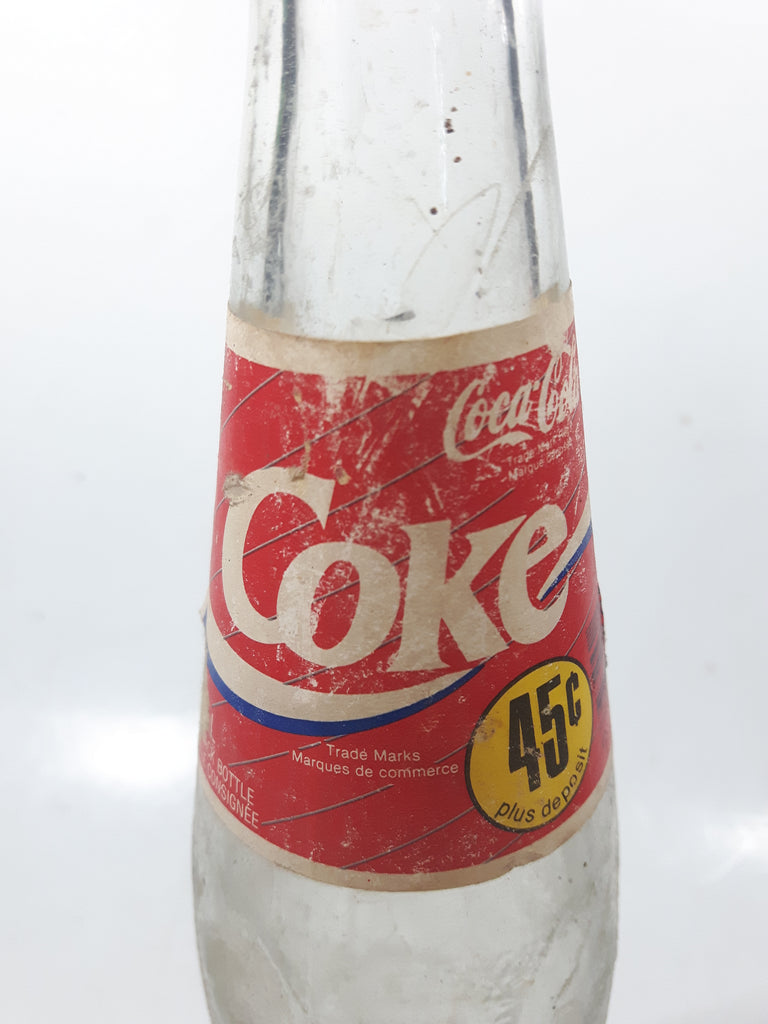 Vintage Coca-Cola Coke 45 Cent 9 1/2" Tall 355ml Paper Label Thumbprin ...