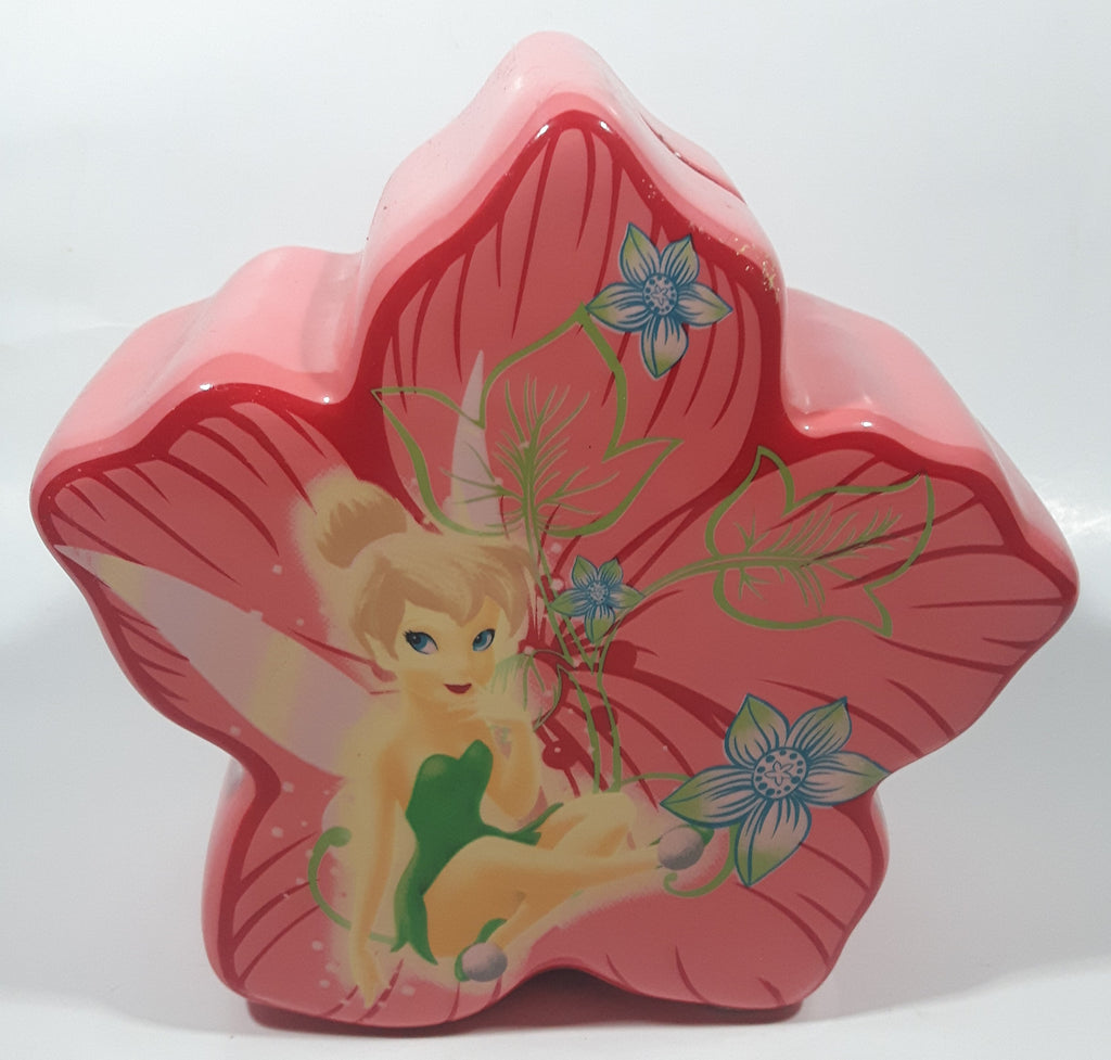 Disney Tinkerbell Pink Star Shaped Flower 6" Tall Ceramic Coin Bank ...