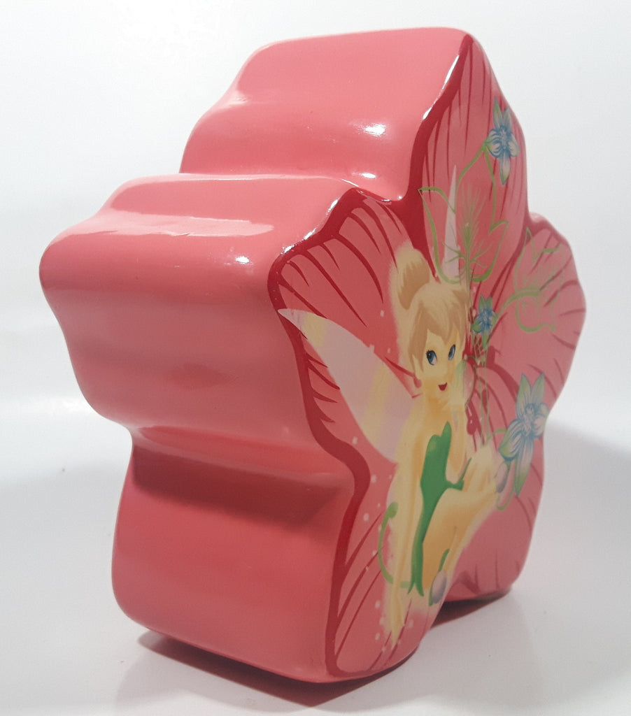 Disney Tinkerbell Pink Star Shaped Flower 6" Tall Ceramic Coin Bank ...
