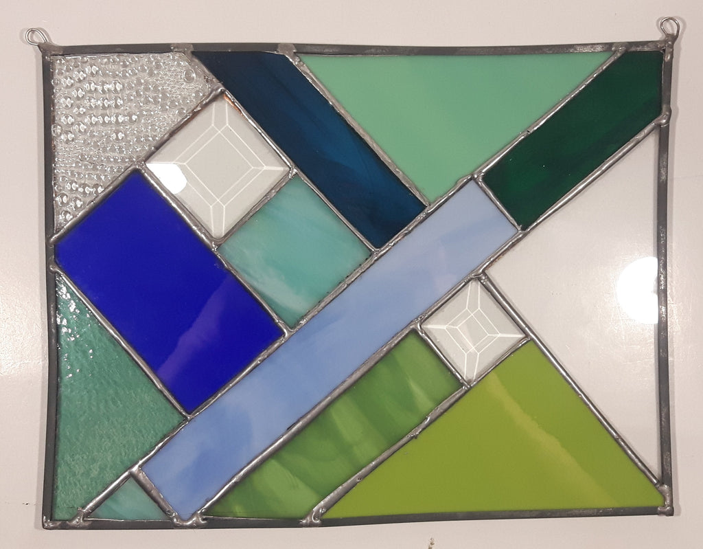 Antique Old English Geometric Shapes Mixed Blue Green Clear Bubble 8 1 ...