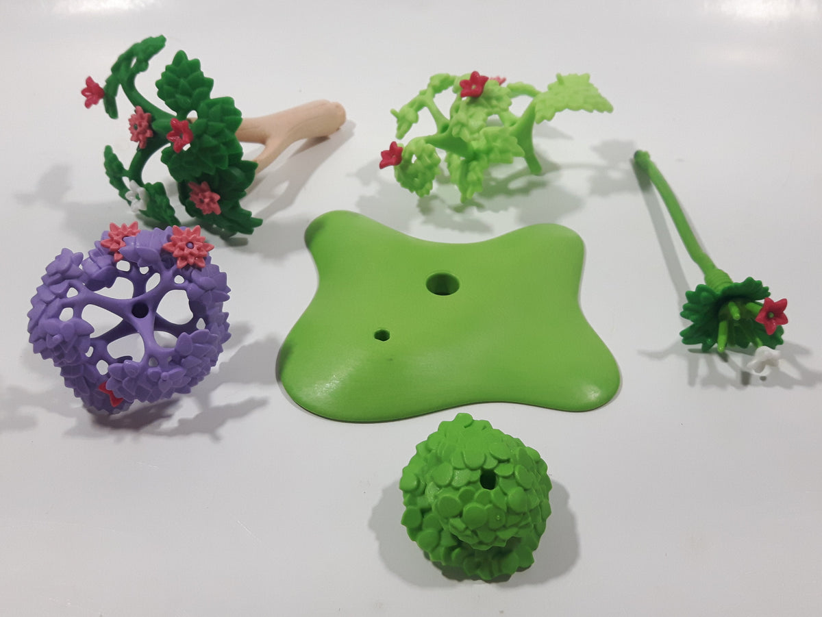 Geobra PlayMobil Mixed Trees Plants and Flowers with Grass Base Toy Ac ...