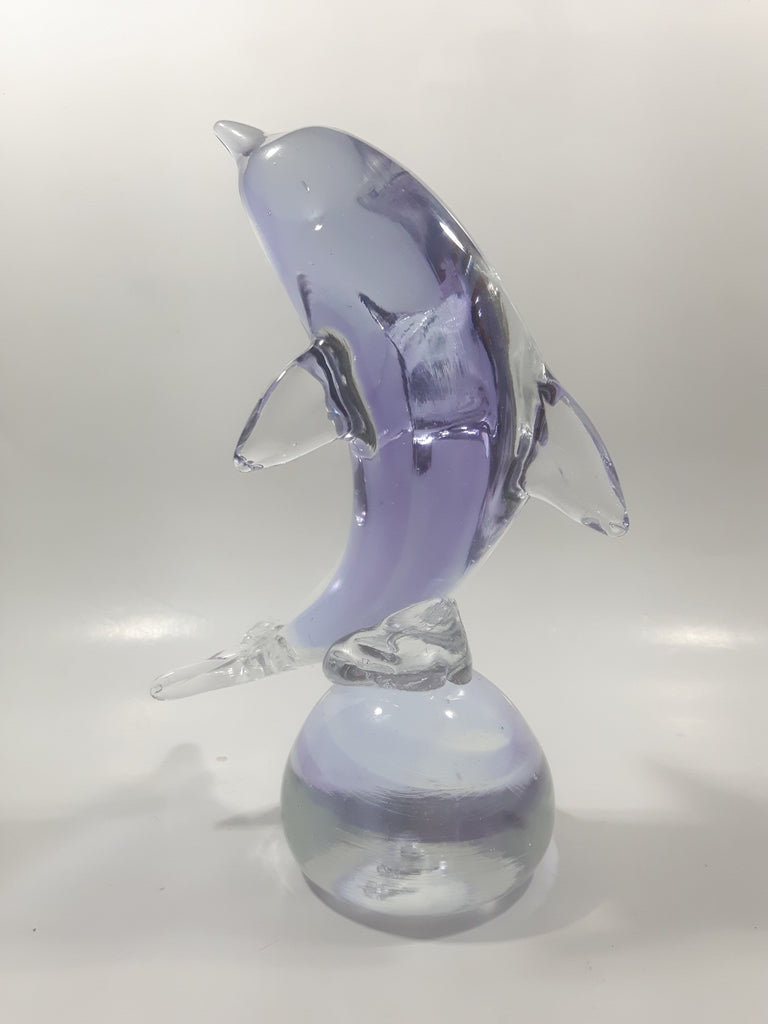 Light Purple Violet Dolphin 7" Tall Wildlife Art Glass Sculpture Paper ...