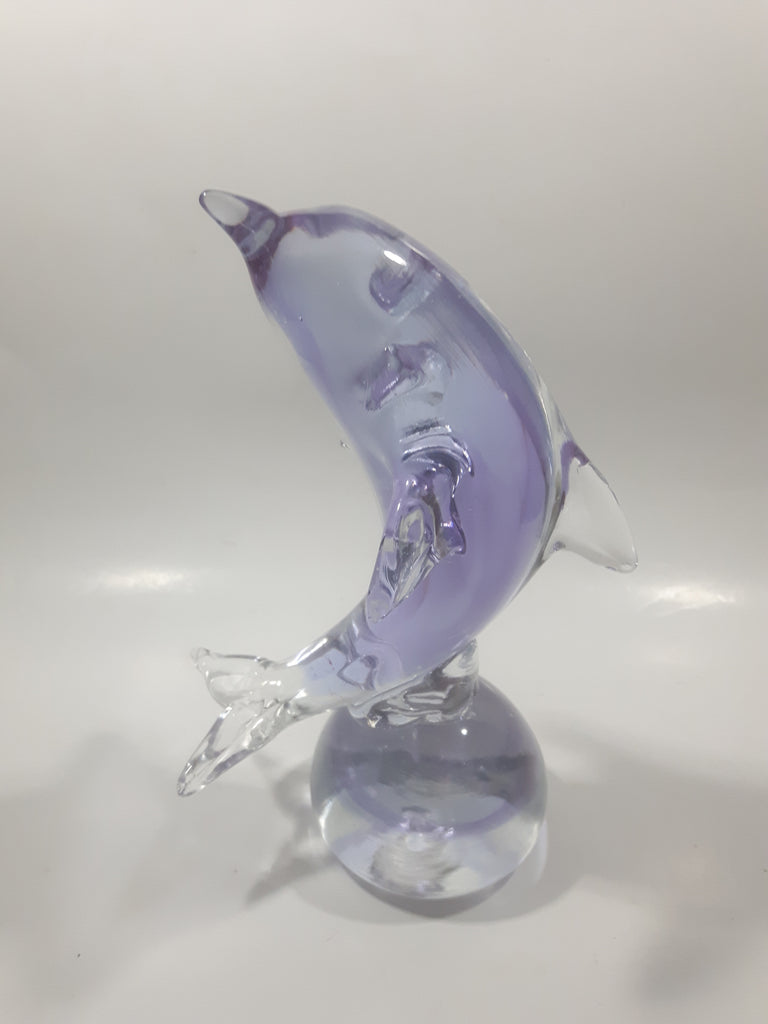 Light Purple Violet Dolphin 7" Tall Wildlife Art Glass Sculpture Paper ...