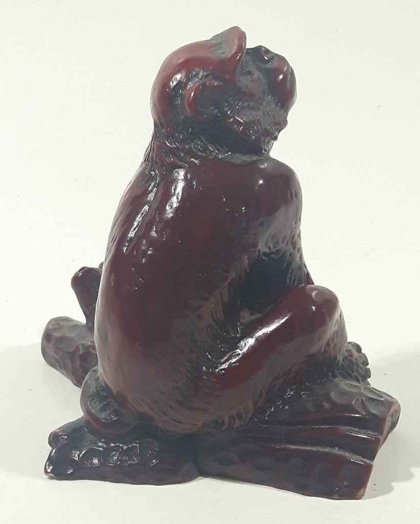 Monkey Sitting On A Log 3" Tall Red Resign Chinese Sculpture – Treasure ...