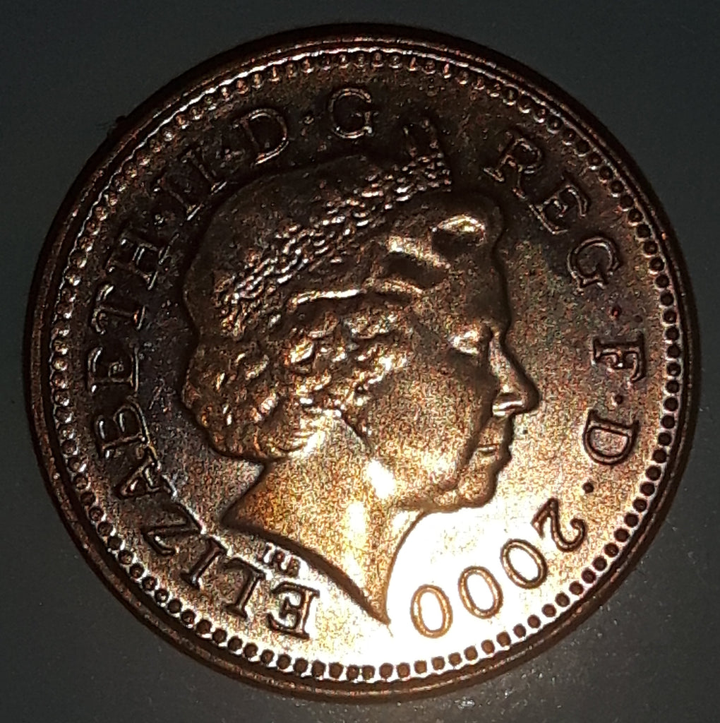 2000 UK Great Britain One Penny Queen Elizabeth II D.G. Reg F.D Metal ...