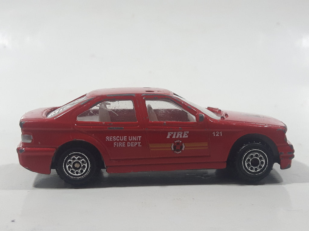 Unknown Brand #121 Fire Dept Rescue Unit Red Sedan Die Cast Toy Car Ve ...