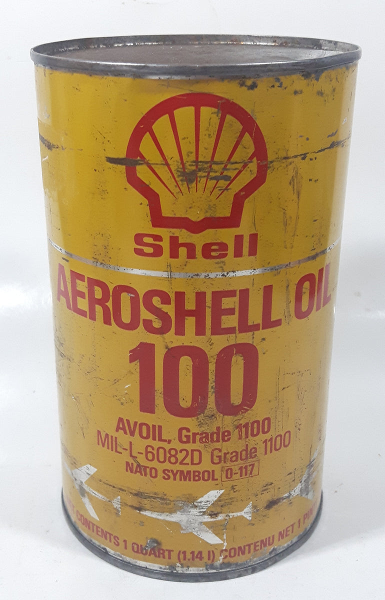 Vintage Shell Aeroshell 100 Avoil Aviation Motor Oil One Quart Metal C ...