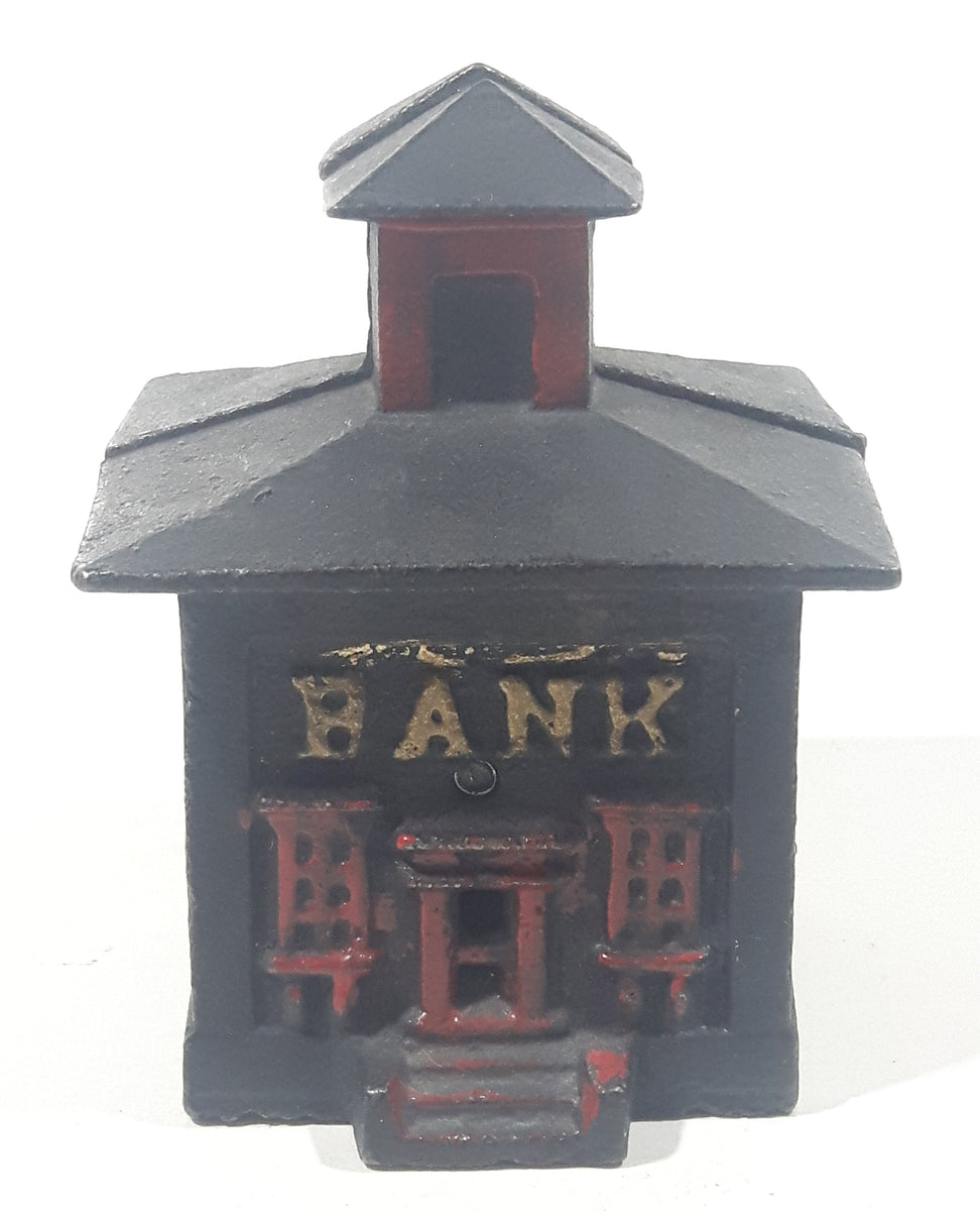 Vintage Bank Building Cast Iron Coin Bank with Cupola Dome Top ...