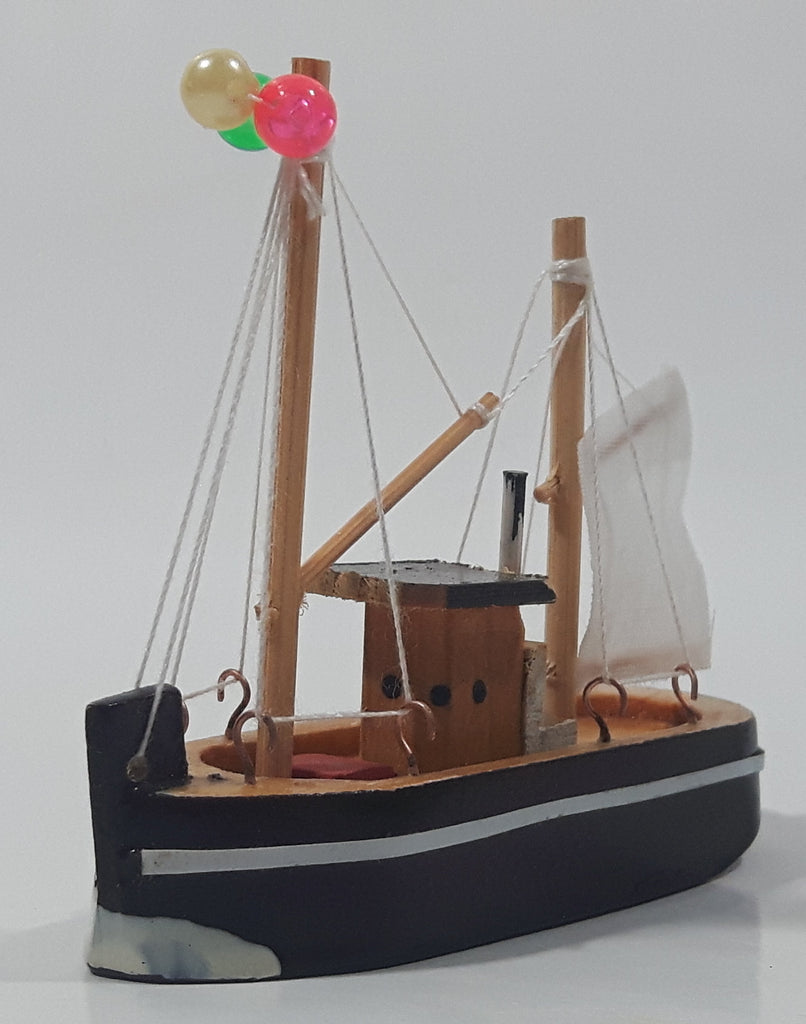 Fishing Trawler Sail Boat Small Wooden Boat Model 2 3/4" Long ...