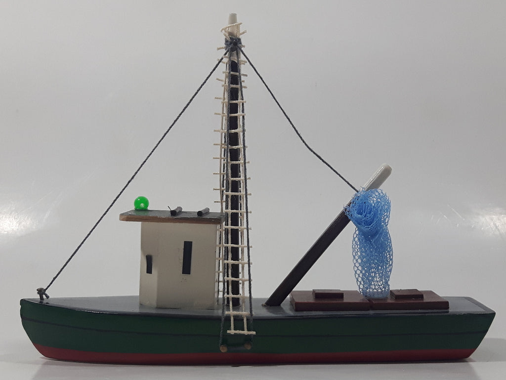 Fishing Trawler Sail Boat Detailed Red And Green Wooden Boat Model 7 ...
