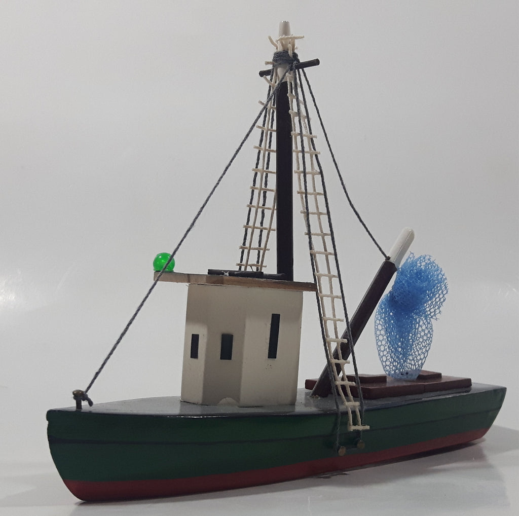 Fishing Trawler Sail Boat Detailed Red And Green Wooden Boat Model 7 ...