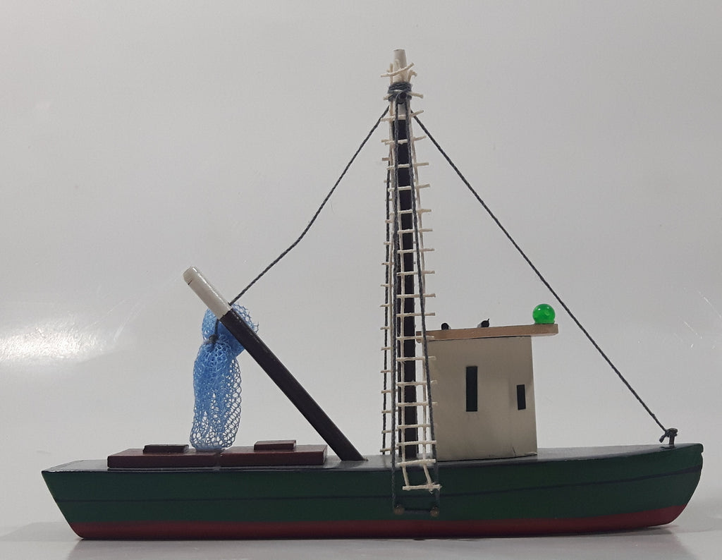 Fishing Trawler Sail Boat Detailed Red And Green Wooden Boat Model 7 ...