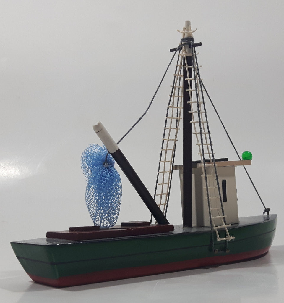 Fishing Trawler Sail Boat Detailed Red And Green Wooden Boat Model 7 ...
