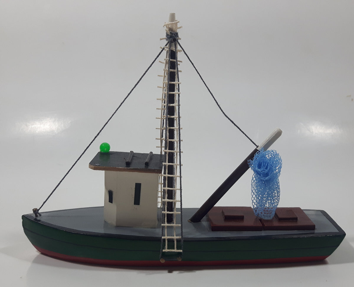 Fishing Trawler Sail Boat Detailed Red And Green Wooden Boat Model 7 ...