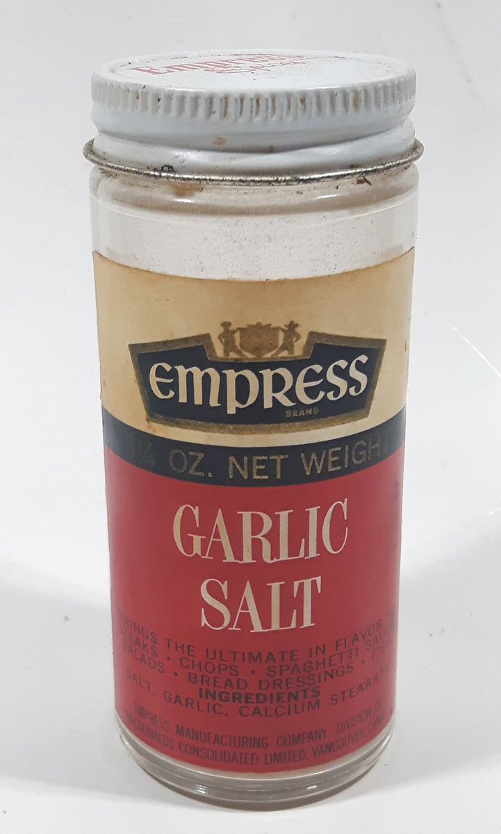 Rare Vintage Empress Garlic Salt 3 1/4 Oz 4" Tall Glass Spice Jar Bott ...