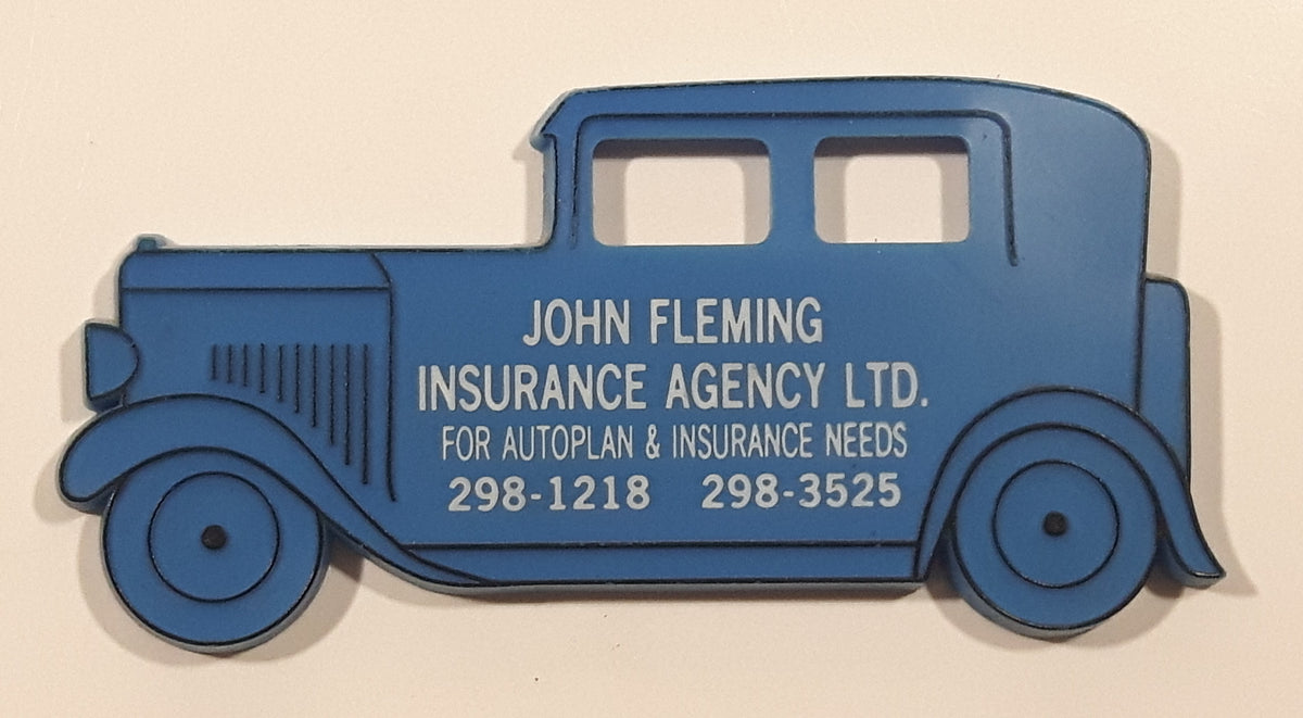 John Fleming Insurance Agency Ltd Blue Classic Car Shaped 1 1/2" x 3 1 ...