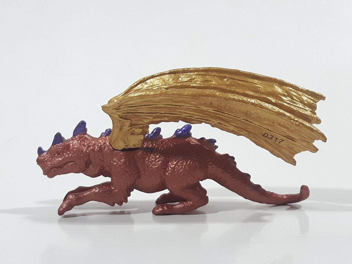 Safari Ltd Rahu Brown Copper Dragon with Gold Wings 2 1/2" Long Toy Fi ...